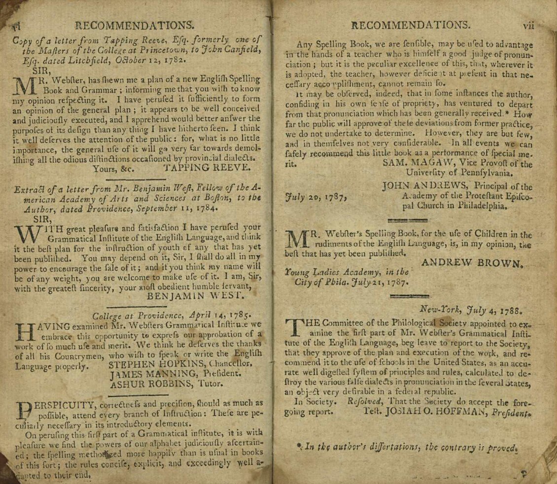 The American Spelling Book, by Noah Webster (1800?)